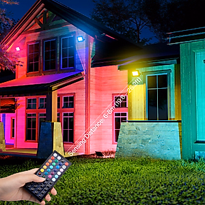 Olafus 25W RGB LED Flood Light 250W Equiv, DIY Color Changing Stage Light with Remote, Party Light Outdoor, IP66 Landscape Floor Strobe Light Spotlight, Uplight for Events Christmas Halloween, 2 Pack