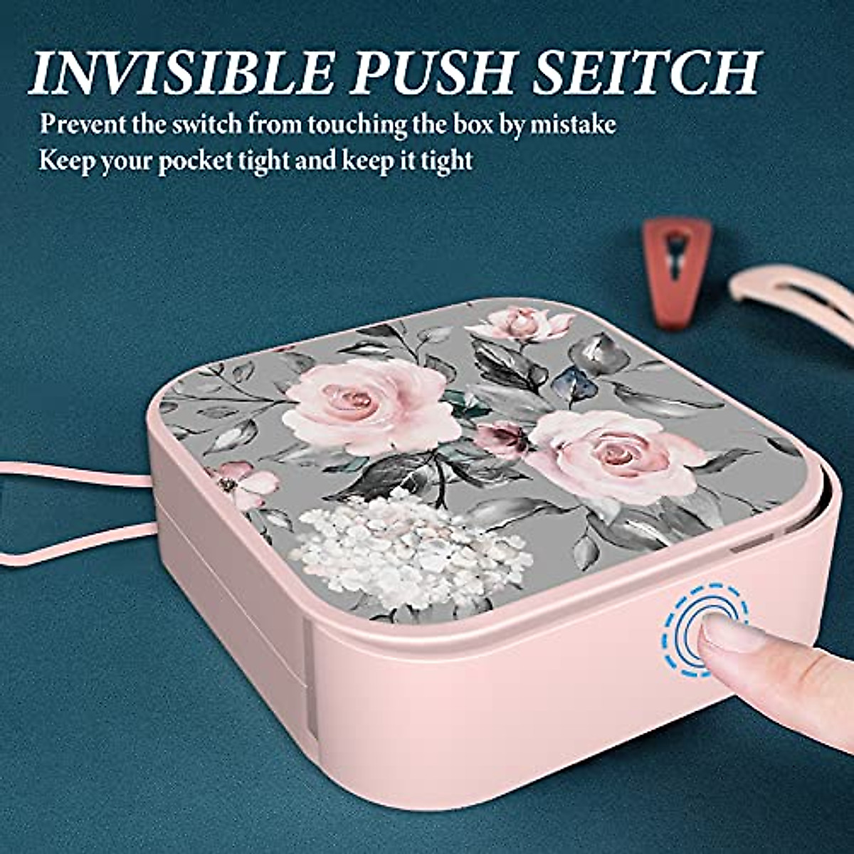 Hennaja Orthodontic Retainer Case,Perfect Denture case,Mouth Guard Case,aligner Case, Pill Case for Household|Office|Travel(1-Grey Rose)