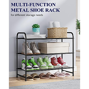 Kitsure Shoe Rack - Stainless Steel Shoe Organizer, Sturdy Shoe Rack for Closet and Front Door Entrance, Free Standing Shoe Shelf, Closet Organizers and Storage, Black