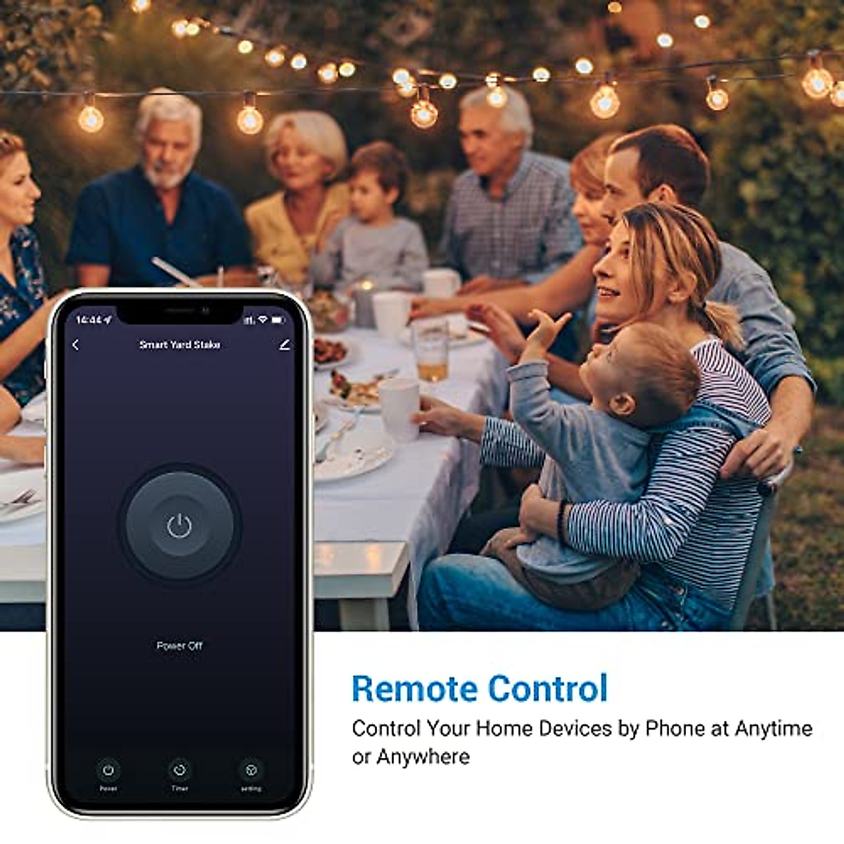 DEWENWILS WiFi Outdoor Outlet Timer, Smart Yard Stake Plug with 6 Outlets, Remote& Voice Control, Waterproof Power Stake Timer with 6Ft Cord, Alexa& Google Assistant Compatible, 1875W/15A, FCC Listed