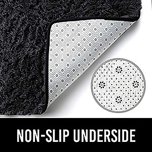 ECOBER Premium Fluffy Area Rug for Bedroom Living Room Plush Soft Decorative Carpet, Extra Comfy Fuzzy Rugs for Girls Room Kids Cute Carpets, 4x6 Feet Black