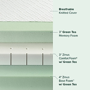 ZINUS 10 Inch Green Tea Luxe Memory Foam Mattress, Full, Pressure Relieving, CertiPUR-US Certified, Mattress in A Box, All-New, Made in USA
