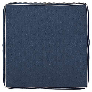 Signature Design by Ashley Grasson Lane Outdoor Patio Upholstered Ottoman with Wicker Base, Blue