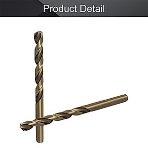 Utoolmart 2Pcs 6.5mm Heat Resistant Twist Drill Bit, Titanium Coated High Speed Steel Bit, M35 Cobalt Steel HSS-CO Grade with Straight Shank, Cut Through Hard Metals, Steel Copper, Aluminum Alloy