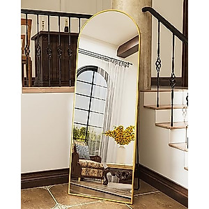 Antok Full Length Mirror, 65"x22" Floor Mirror Freestanding, Full Body Floor Standing Mirror with Stand for Bedroom, Hanging Mounted for Living Room Cloakroom, Gold