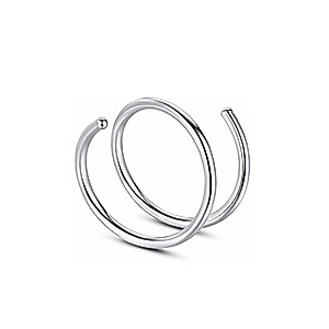 Double Hoop Nose Lip Ring Studs Nostril Cartilage Piercing Single Piercing Double Spiral Nose Rings Earring for Unisex 12PCS