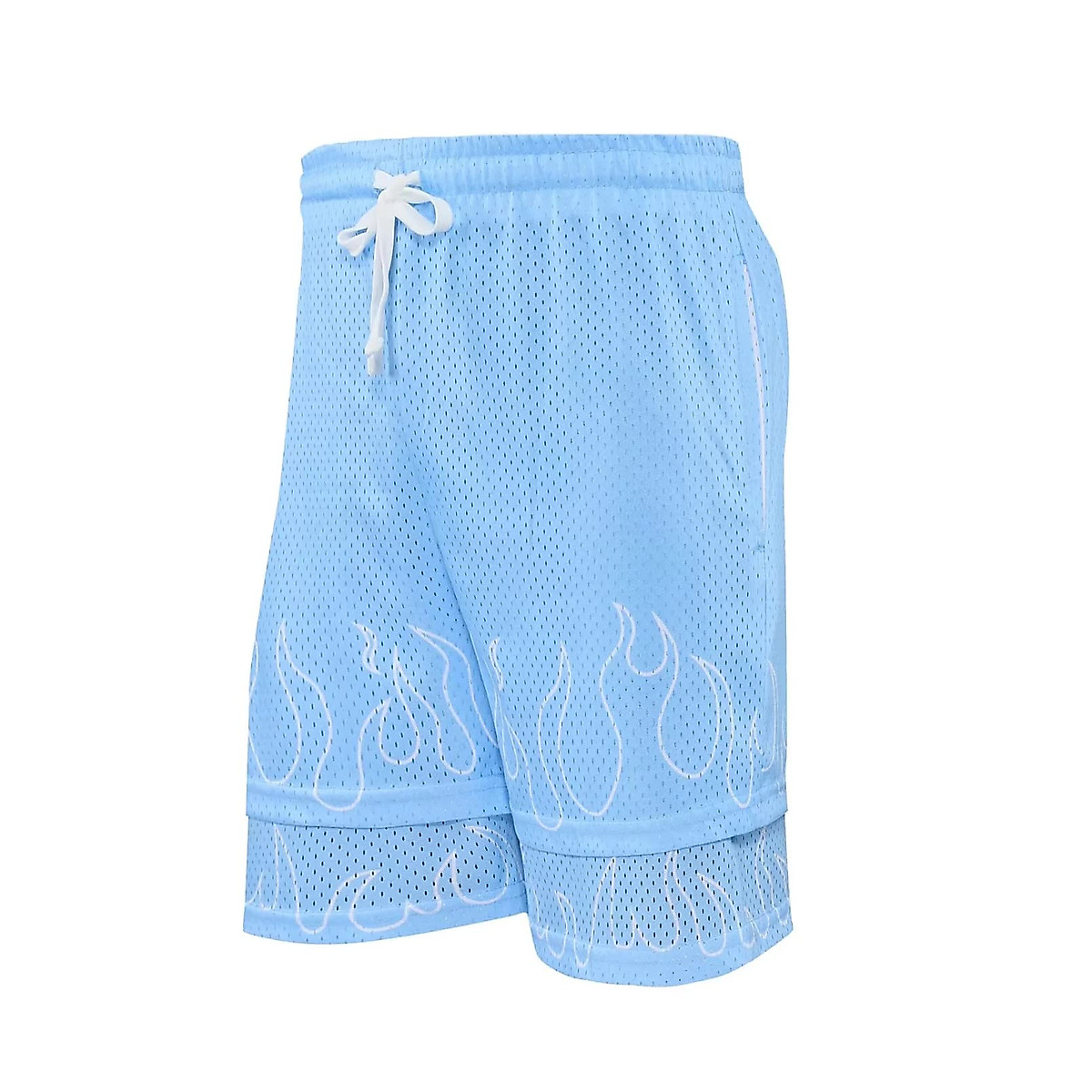 BOOMLEMON Men's Basketball Shorts Gym Workout Athletic Running Shorts Mesh Graphic Print Casual Short Pants(Blue L)