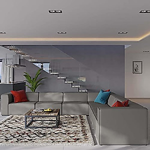 Modway Mingle Vegan Leather 7-Piece Sectional Sofa, Gray