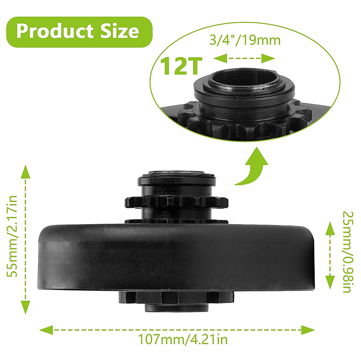 Go Kart Clutch for 2-6.5HP Engine 3/4" Bore 12T #35 Chain Centrifugal Clutch Fit For Predator 212cc,Honda GC160 GC190 GX120,Go Kart, Minibike, Fun Kart