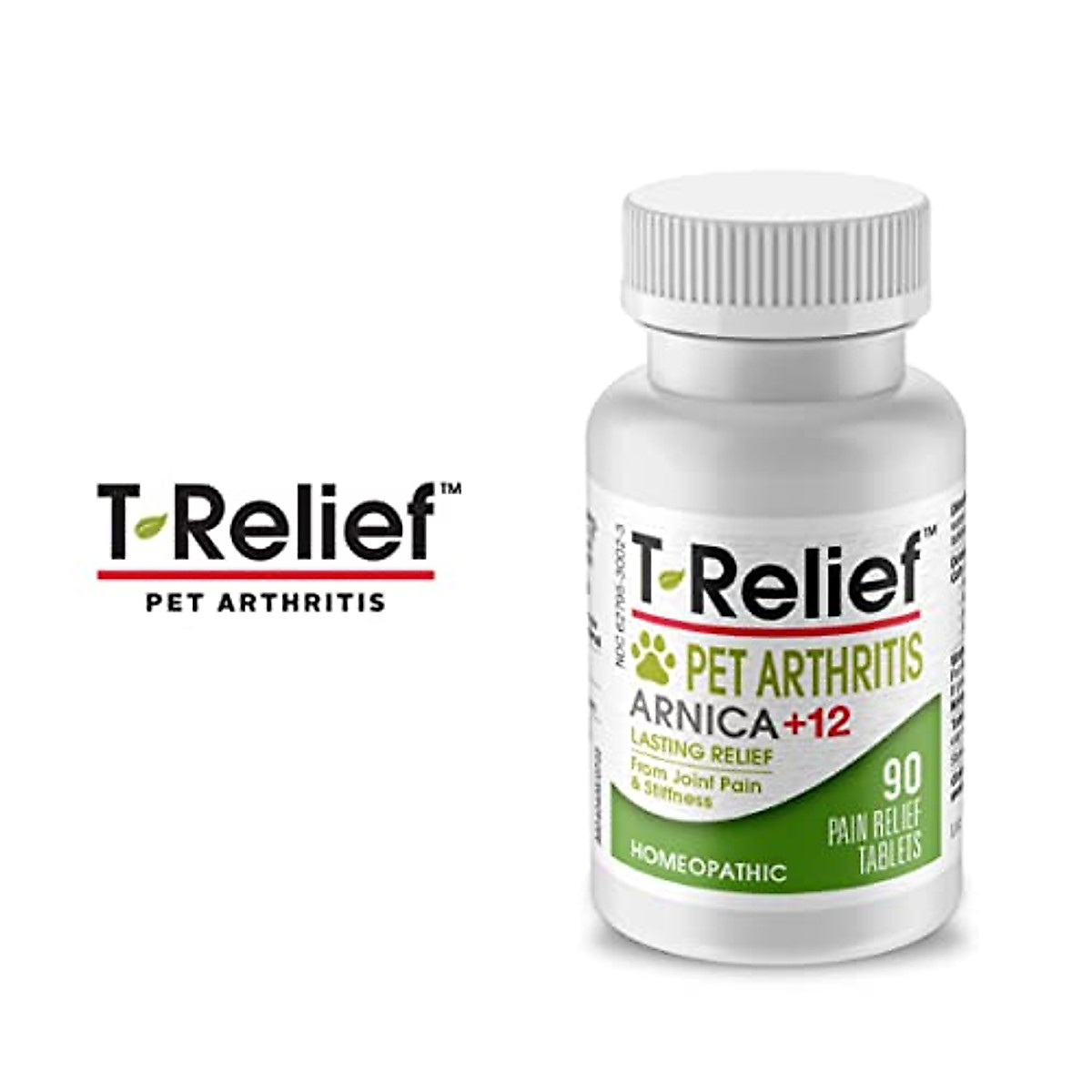 MediNatura T-Relief Pet Arthritis Relief Arnica +12 Powerful Natural Homeopathic Medicines Help Ease Hip & Joint Pain Soreness & Stiffness for Dog & Cat - 90 Tablets