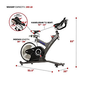 Sunny Health & Fitness Asuna 7130 Lancer Cycle Exercise Bike - Magnetic Belt Drive Commercial Indoor Cycling Bike with SPD Style/Cage Pedals, 285 LB Max Weight and Low Q-Factor