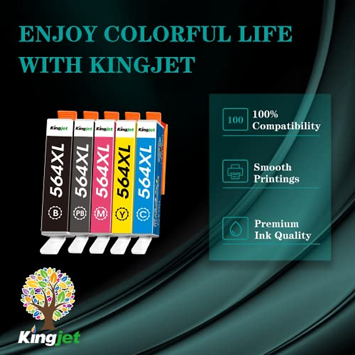 Kingjet Compatible Ink Cartridge Replacement for Canon 280 281 PGI-280XXL CLI-281XXL PGI-280 CLI-281 XXL Work with Canon Pixma TR8520 TR7520 TS6120 TS6220 TS6320 TS8120 TS8220 TS9120 Printer, 5 Pack