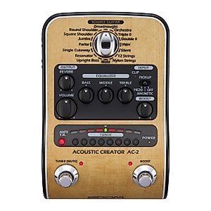 Zoom AC-2 Acoustic Creator, Acoustic DI with Tone Restoration, Tuner, Reverb, EQ, and Anti-Feedback