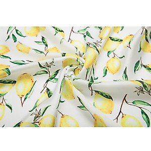 NaSoPerfect Silk Like Scarf Square Handkerchief Lemon Pattern Satin Ribbon Neck Scarfs for Women Yellow 21" x 21"