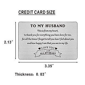Resdink Fathers Day Husband Gifts Card, Metal Wallet Card for Husband Birthday, I Love You Husband from Wife, Thank You Husband Gifts for Him Men, Simple Anniversary Card for My Husband Present