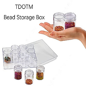 2 X 12 Pieces Bead Storage Container Embroidery Diamond Storage Organizer Box, Clear Painting Jewelry Earring Sewing Nail Storage Jars with Screw Lid for DIY