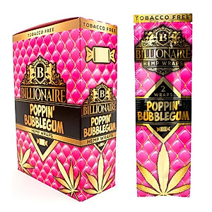 Billionaire Hemp Natural Hemp Wraps - Poppin' Bubblegum - 2 Wraps per Pack - 5 Pack - 10 Wraps total incl. Frugal Smoker Sticker