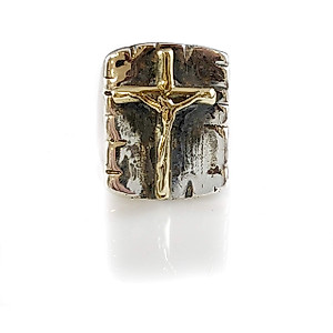 SILVERLAND1 Crucified Jesus Christ Brass & Solid Sterling Silver 925 Ring by Ezi Zino (9)