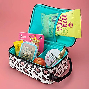 Swig Life Boxxi Lunch Box, Insulated Lunch Box for Women with Water Bottle Holder Side Pocket, Adjustable Meal Divider, Front Zipper Pocket, and Top Buckle Handle in Party Animal Print