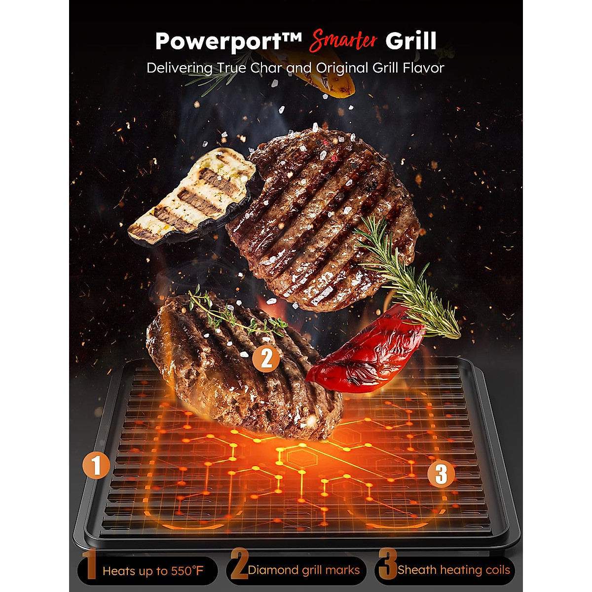 Nuwave X Chef Todd English Air Fryer Oven Combo, Plug-In Grill w/Sheath Heaters, Authentic Char Flavor, 2024 New Convection System, 2X More Even, 100 Presets, Smarter Probe, 50-550°F, Stainless Steel