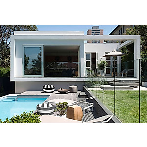 FBTS Prime Inflatable Footstool Ottoman Black Stripe Round 21x9 Inch Patio Foot Stools and Ottomans Portable Footrest