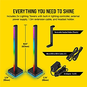 Corsair iCUE LT100 Smart Lighting Tower Starter Kit, Black