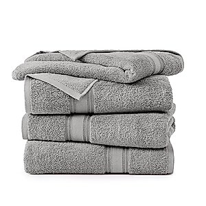 LANE LINEN Extra Large 100% Cotton Bath Sheets, 4 Piece Set, Quick Dry, Hotel Spa Quality Towels, 35 x 66 Inches, Space Grey