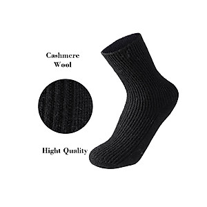 MELUSA 3 Pairs Cashmere Wool Socks for Women, Super Soft Warm Cozy Winter Gift Crew Socks (as1, numeric, numeric_5, numeric_9, regular, regular, Black)