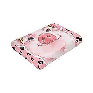 Cute Pig Cozy Soft Flannel Blanket Luxury Fleece Bed Blanket Throw Blanket Lightweight for Sofa Chair Bed for Couch Living Room 50"X40"