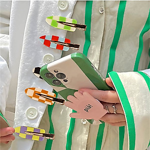 Magicsky 10PCS No Bend Hair Clips, Acrylic Flat Styling No Crease Pins, Bang Seamless Duckbill, Barrettes for Makeup, Hairstyle Tool for Women Girls- Checkerboard Checker White Black