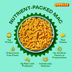 Goodles Cheddy Mac & Cheese 12 Pack, 6oz - 14g Protein, 6g Fiber with Prebiotics, 21 Nutrients and Made w/REAL Cheese! | Clean Label Certified