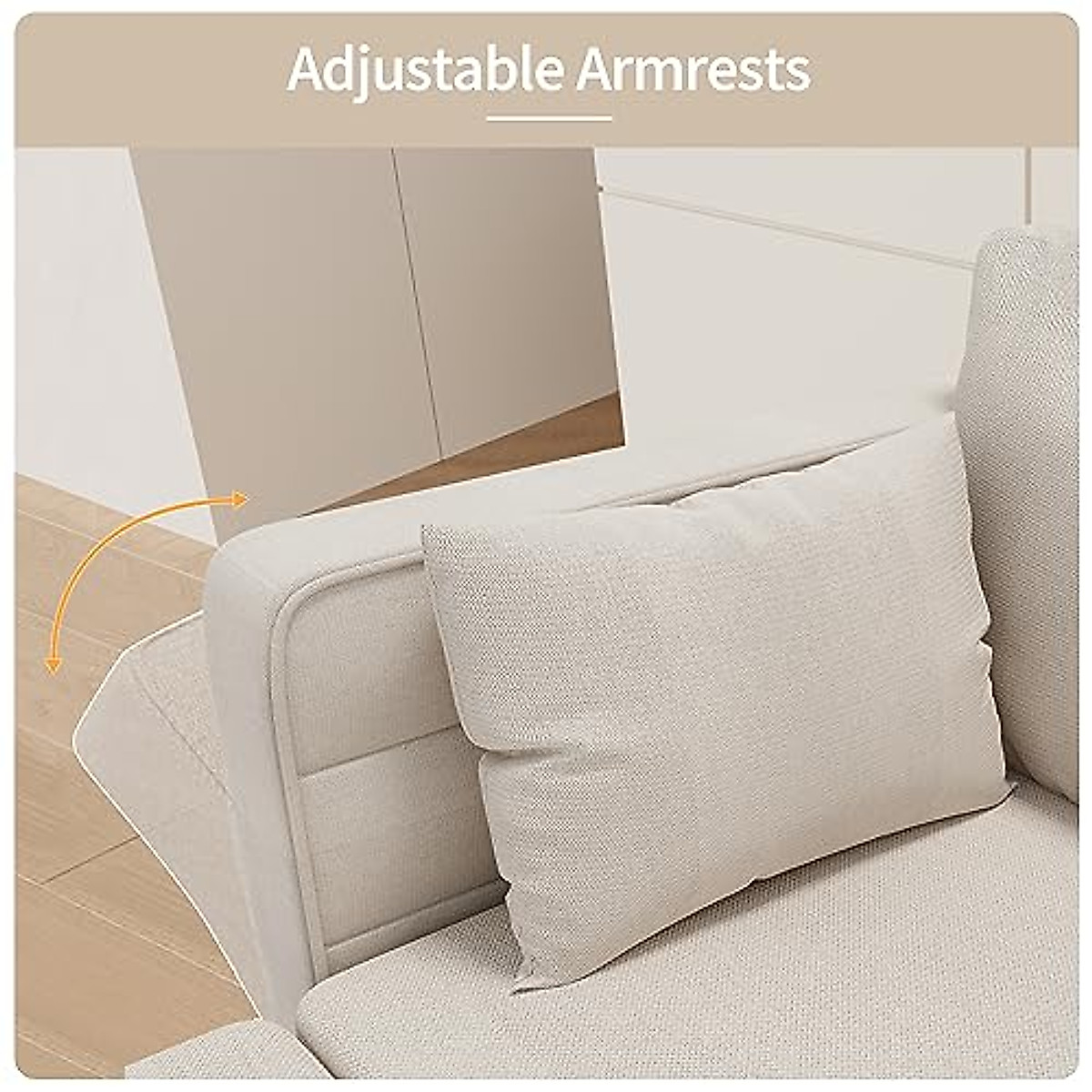 Olela Modular Sectional Sofa, Convertible U Shaped Couch with Storage Ottoman Linen Fabric 6 Seat Sleeper Sofa with Reversible Chaise for Living Room (Beige)