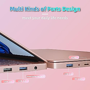 【Win 11 Pro/Office 2019】16 inch Laptop Narrow Bezels FHD (1920*1200) IPS Display, High Performance Celeron N5105 CPU, 16GB RAM, 256GB SSD, with Full Size Numeric Backlit KB, Rose gold (16G+256G SSD)