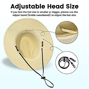 Sun Hats for Women Panama Hat Men & Womens Wide Brim Hat Sun Protection Foldable Straw Beach Fedora Hat Women Floppy Beach Hat Sunhat Womens,Beige