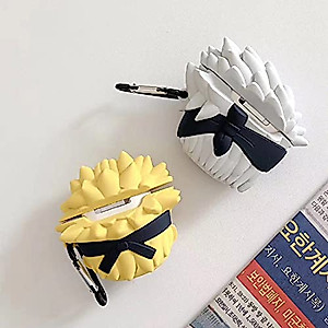 weekoohy Case for AirPod 1/2 Cartoon Design Cute Silicone Cover with Keychain Fashion Funny Shockproof Soft Protective Skin for AirPods1/2 Case.(Kakashi Gray)