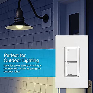 Lutron Caseta Smart Lighting Switch for All Bulb Types or Fans | Neutral Wire Required | PD-6ANS-WH | White (3-Pack)