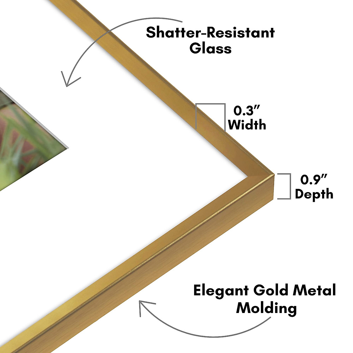 Americanflat Aluminum 16x20 Picture Frame with Shatter-Resistant Glass - Use as 11x14 Frame with Mat or 16x20 Frame Without Mat - Brooklyn Collection - Photo Frame for Wall Display - Gold