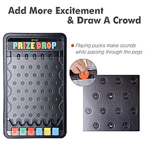 WinSpin 30" Prize Drop Board Foldable Stand Disk Drop Board Game Customizable 6 Slots with 10 Pucks for Carnival Tradeshow Party, (19"x30")