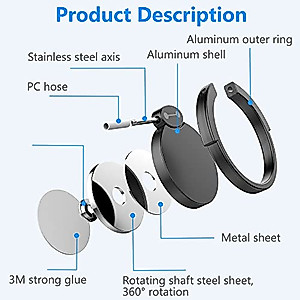 VOVIGGOL Cell Phone Ring Holder Finger Kickstand, 360° Rotation Cute Phone Ring Grip Phone Ring Stand Metal Phone Ring for Car Mount Magnetic Compatible with All Smartphones (Silver)