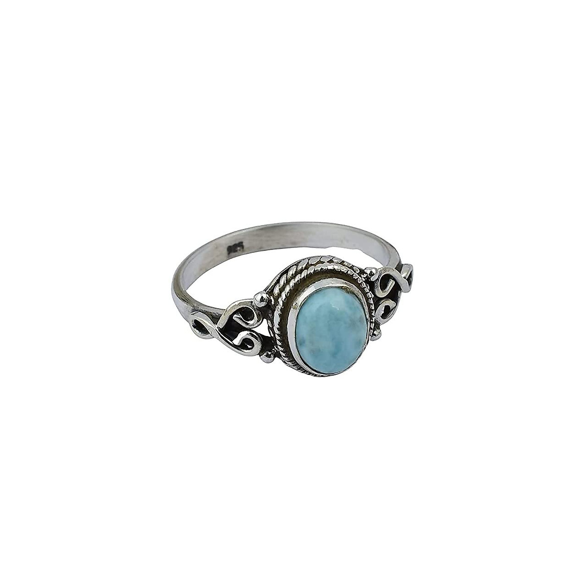 Larimar Stone Ring 925 Sterling Silver Statement Ring For Women Handmade Rings Gemstone Christmas Promise Ring Size US 11 Gift For Her