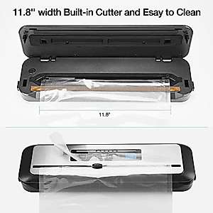 Inkbird Vacuum Sealer Machine with Starter Kit, Automatic PowerVac Air Sealing Machine for Food Preservation, Dry & Moist Sealing Modes,Built-in Cutter,Easy Cleaning Storage with Sealer Bag*5 (8"*11.8")and Bag Roll*1 (8"*79"), INK-VS01