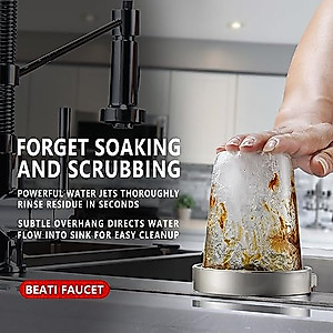 Beati Brushed Nickel Glass Rinser for Kitchen Sinks,Cup Baby Bottles Washer Cleaner,Kitchen Sink Accessories,Wet Bar Glass Rinser