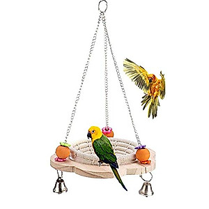 Litewoo Bird Hammock Bed Hanging Swing Nest Cotton Weave Hemp Rope Hut with Colorful Bells and Chew Toy for Parrot Parakeet Cockatiel Conure Lovebird Budgie