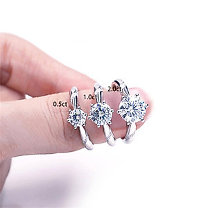 TIANYU GEMS 0.5 CT Round Moissanite Engagement Rings for Women 925 Silver Plated 18K White Gold Solitaire Band DEF Color VVS Clarity Moissanite Wedding band