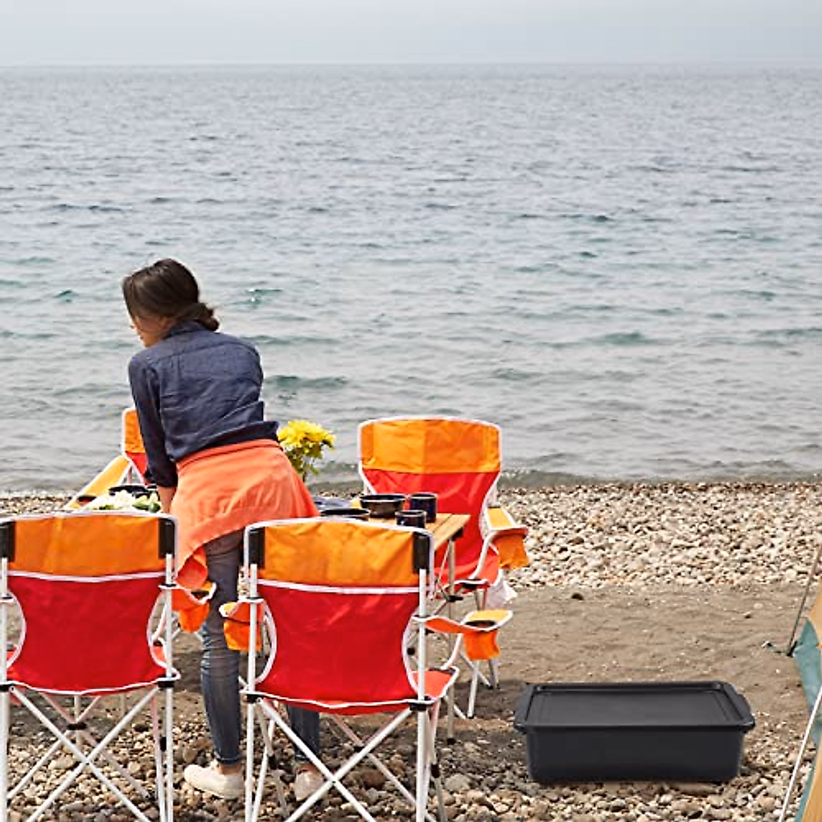 Innouse 13 L Black Plastic Bus Tub with Lid, 3 Pack Bus Dish Pan