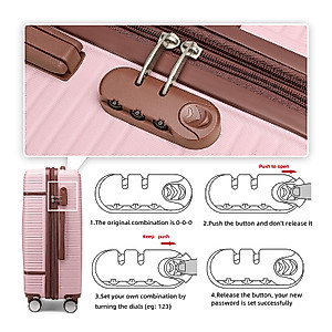 Lulusail Luggage Sets 6 Piece with two Cosmetic Case, Expandable(Only 28 & 24") Hardside Luggage with 360° Spinner Wheels, Durable Luggage Set Clearance For Women Men, Rose Gold