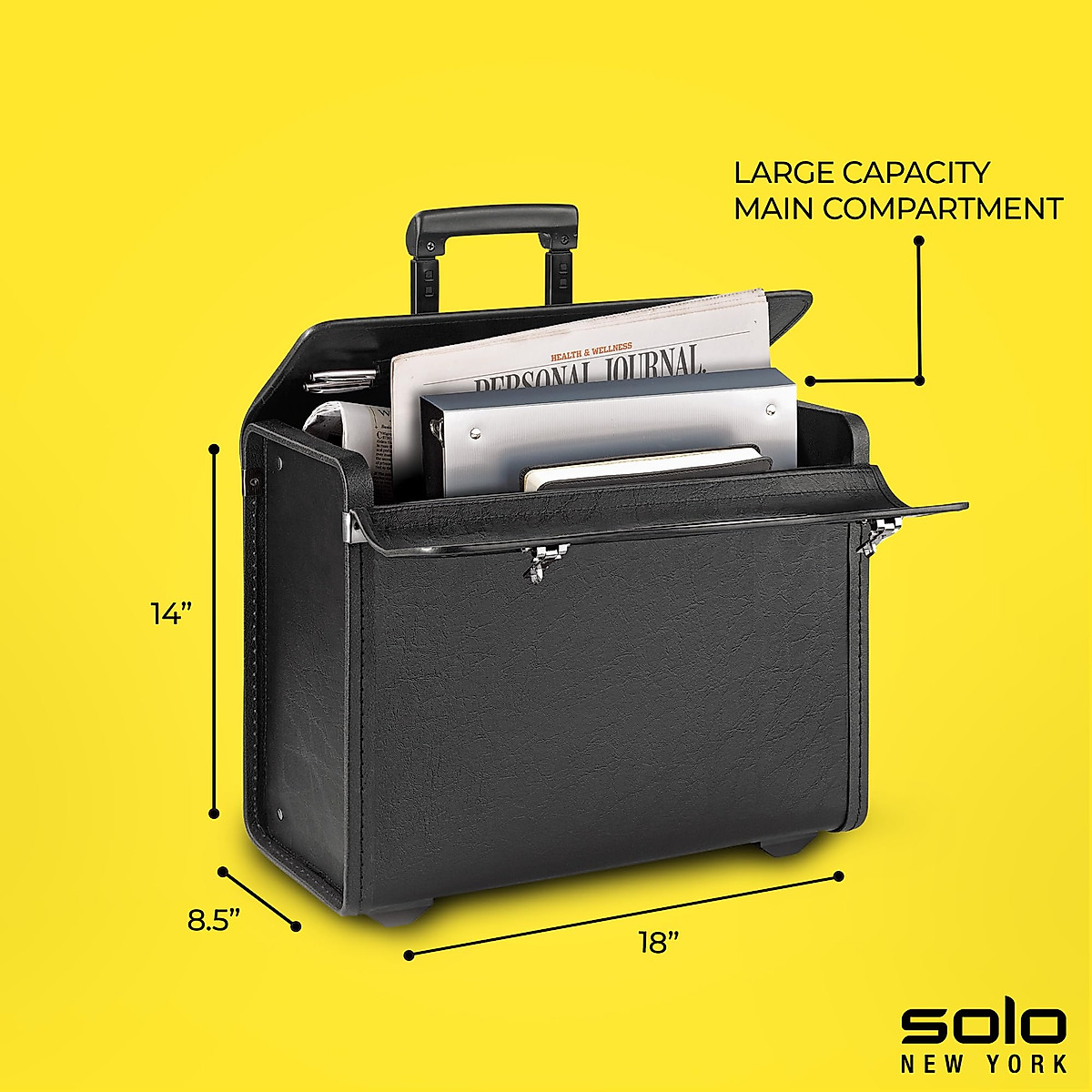 Solo Lincoln Hard Sided Rolling Catalog Case, Black