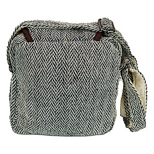 Zen Canyon Natural Hemp Herringbone Cross Body Purse Multipurpose Shoulder Bag, 8 x 8 Inches (Dark Brown)