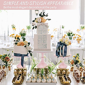 PNBO 3pcs Round Cake Stands - Pink Small Cake Stand Set - Cake Display Stands for Dessert Table - Cake Plate for Girl's Birthday Parties,Baby Shower,Weddings,Graduation Ceremonies,Anniversaries