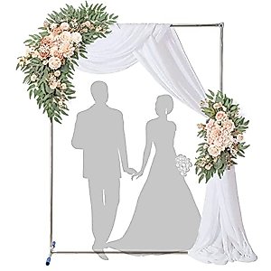 Wedding Arch, 7x5FT Arch for Wedding Ceremony with Support Feet Base, Square Metal Stand Frame for Wedding, Party, Bridal, Garden, Outdoor, Rectangle Archway for Balloon Decoration